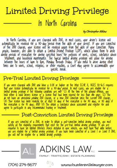 Limited Driving Privilege in North Carolina - Huntersville Lawyer